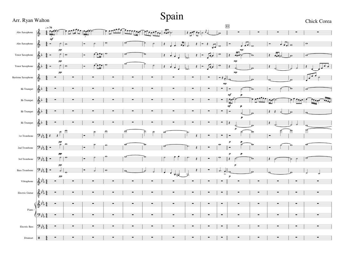 Spain Sheet Music with Chords for Piano, Trombone, Trombone tenor ...