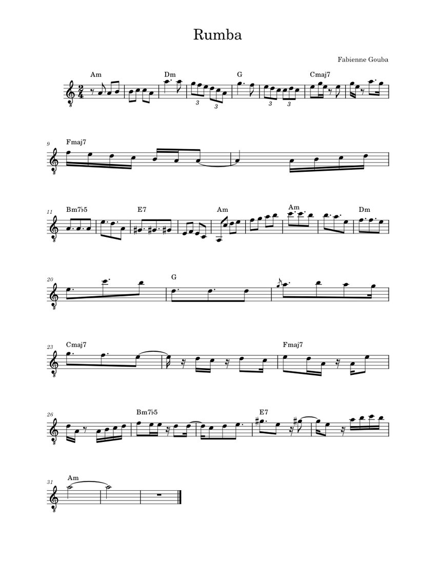 Rumba-Fabienne Gouba Sheet music for Guitar (Solo) | Musescore.com