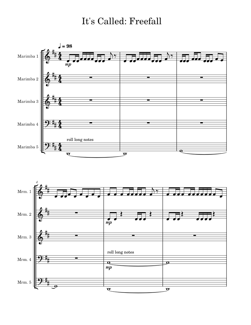 Its called freefall – Rainbow Kitten Surprise Sheet music for Marimba (Percussion Ensemble ...