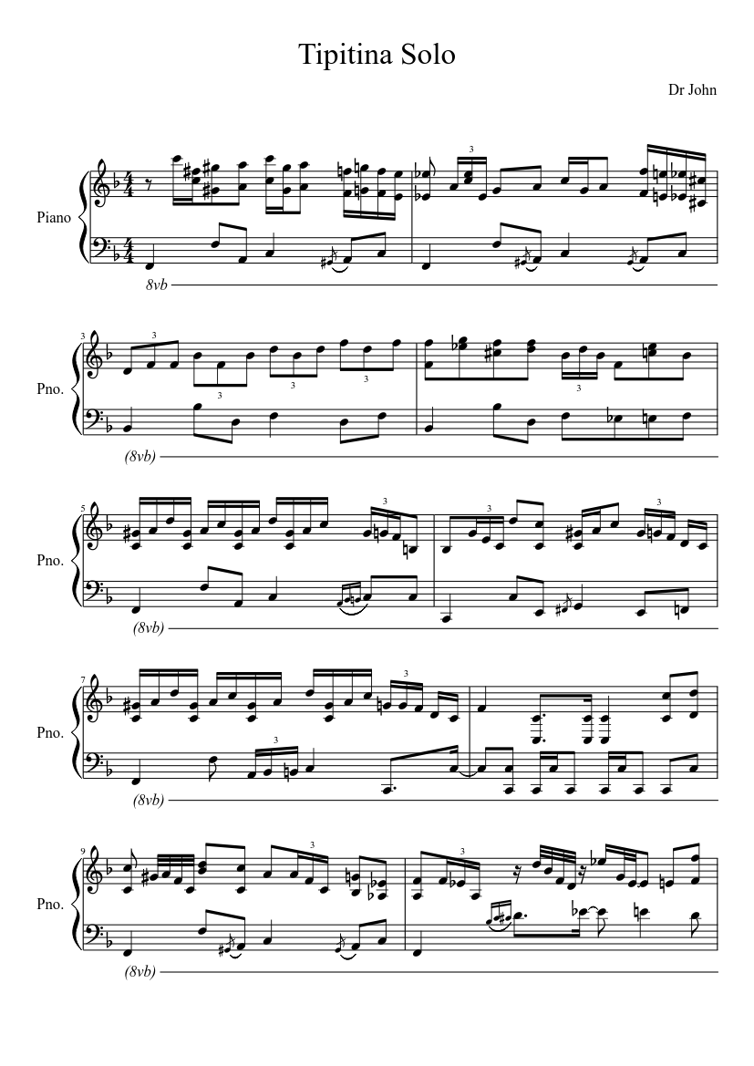Tipitina Solo Sheet Music for Piano (Solo) | MuseScore.com