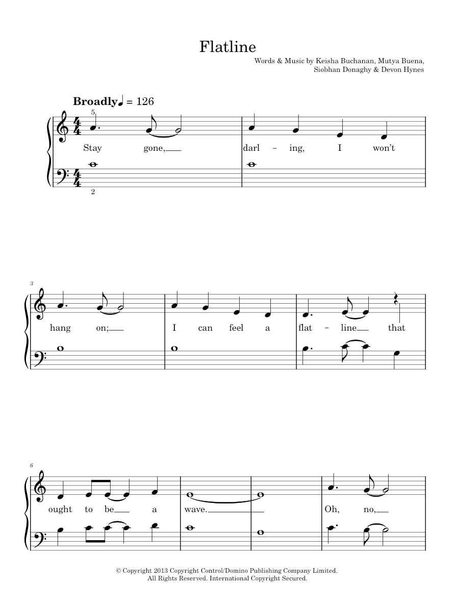Play Official version of Flatline sheet music by Mutya Keisha Siobhan ...