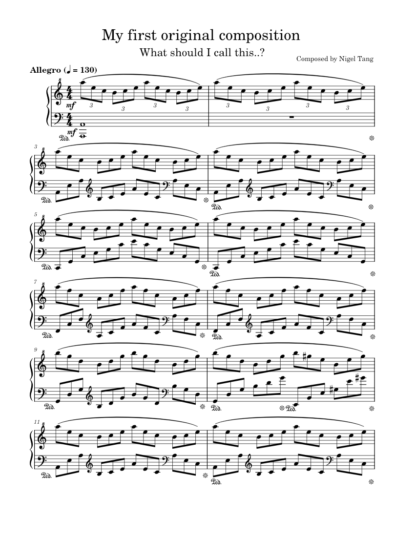 My first original composition Sheet Music for Piano (Solo) | MuseScore.com