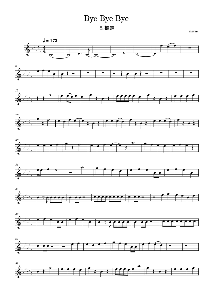 Bye bye bye – *NSYNC Sheet Music for Clarinet other (Solo) | MuseScore.com