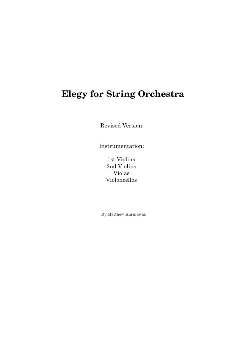 Elegy for String Orchestra (Revised) Sheet music for Strings group (String Ensemble) | Musescore.com