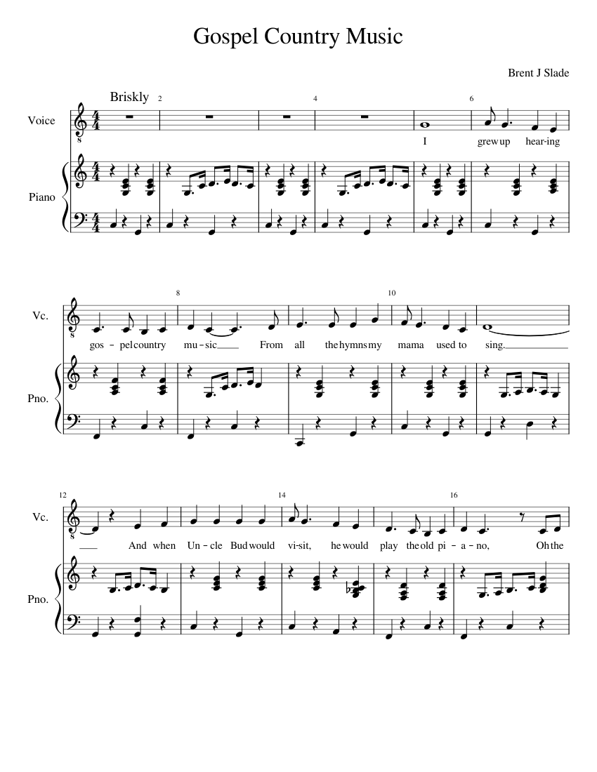 Gospel Country Music Sheet music for Piano, Cello (Solo) Easy ...