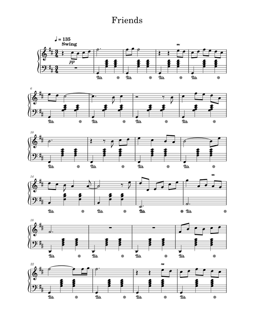 Friends Sheet music for Piano (Solo) | Musescore.com