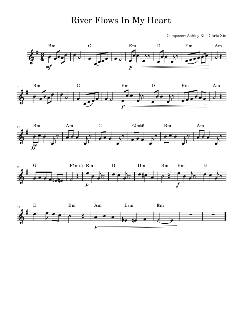 River Flows in My Heart Sheet music for Flute (Solo) | Musescore.com