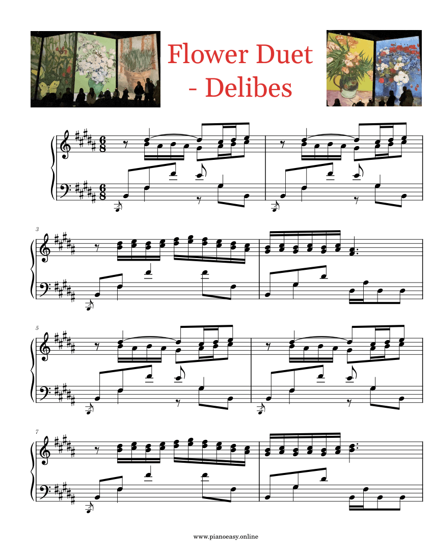 The Flower Duet - Transposed to C – By Léo Delibes Sheet music for ...