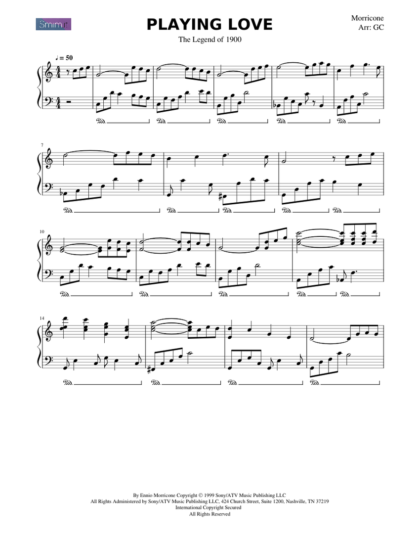 Playing Love (The Legend of 1900) Sheet music for Piano (Solo) Easy ...