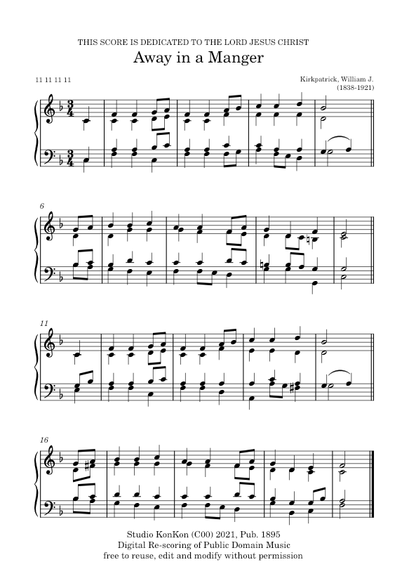 Away in a Manger Sheet music for Piano (SATB) Easy | Musescore.com