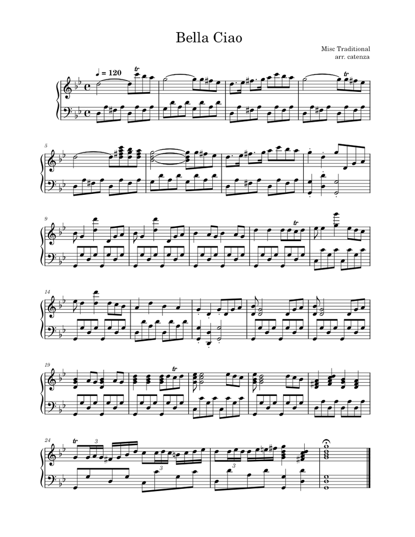Bella ciao – Misc Traditional - piano tutorial