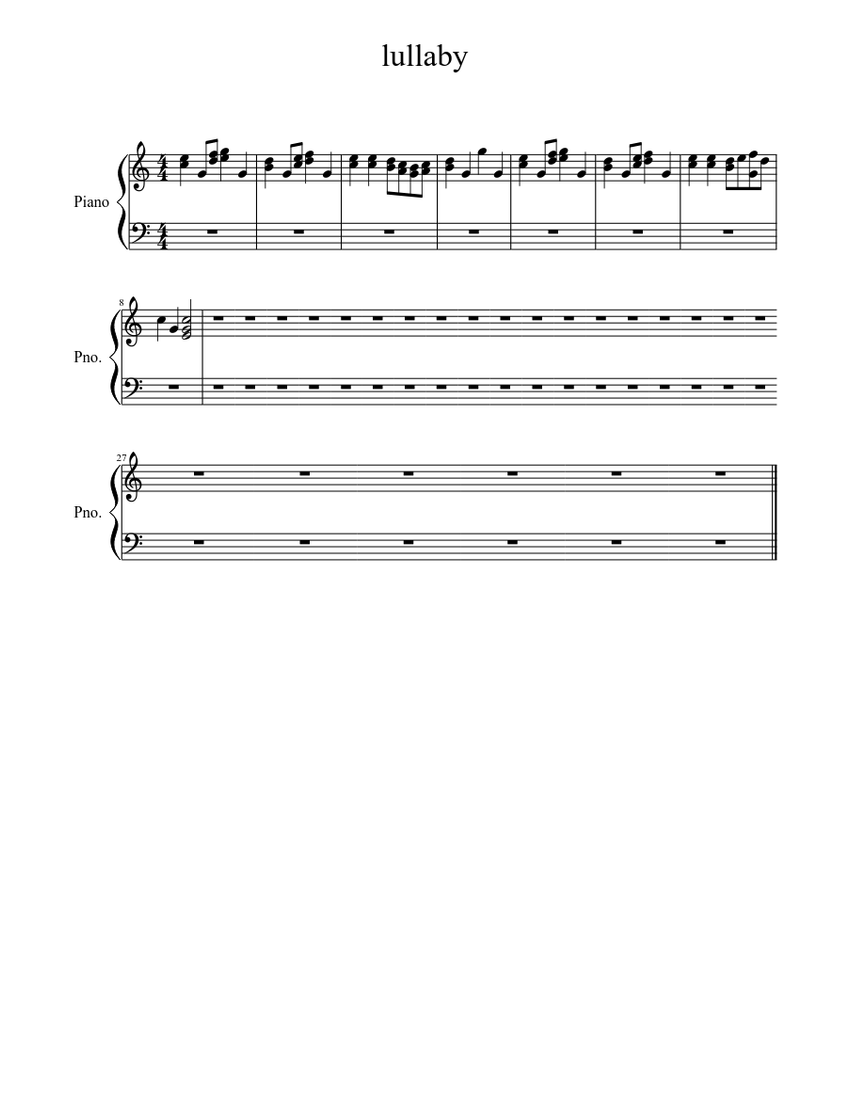 Lullaby Sheet music for Piano (Solo) | Musescore.com