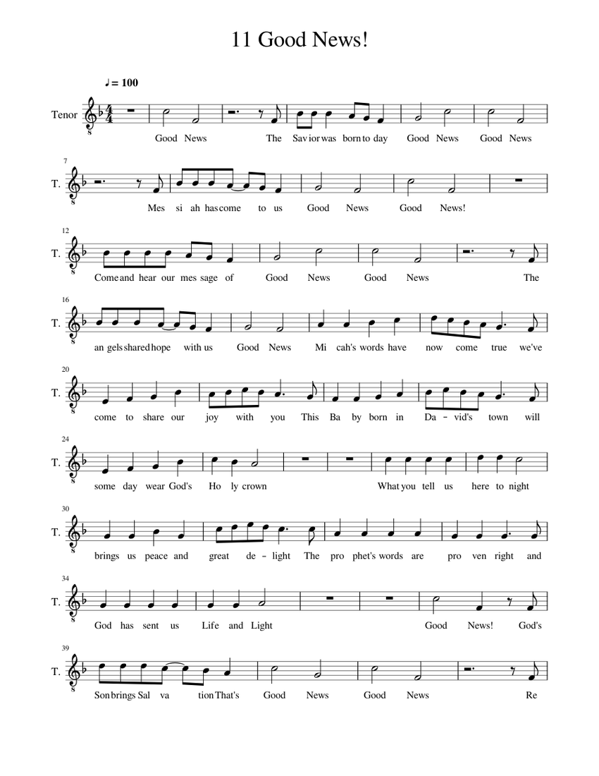 11 Good News! Sheet music for Piano, Tenor, Cello (Men’s Choir ...