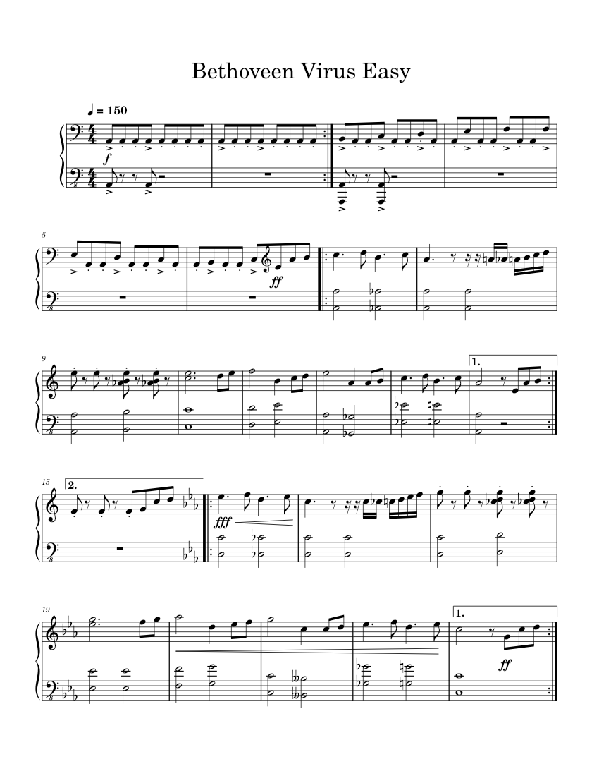 Bethoveen Virus Easy – Ludwig van Beethoven Sheet Music for Piano (Solo ...