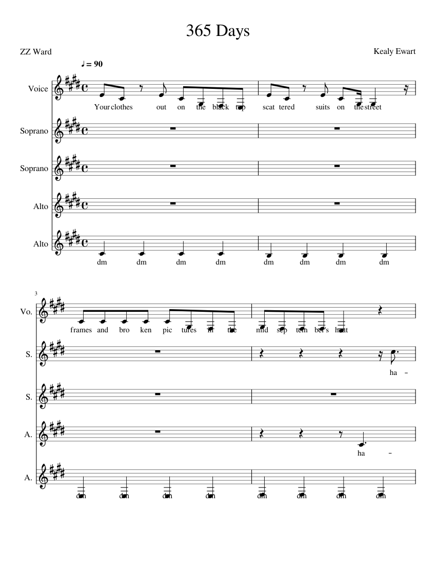 365 Days Sheet music for Soprano, Alto, Vocals (Choral) | Musescore.com