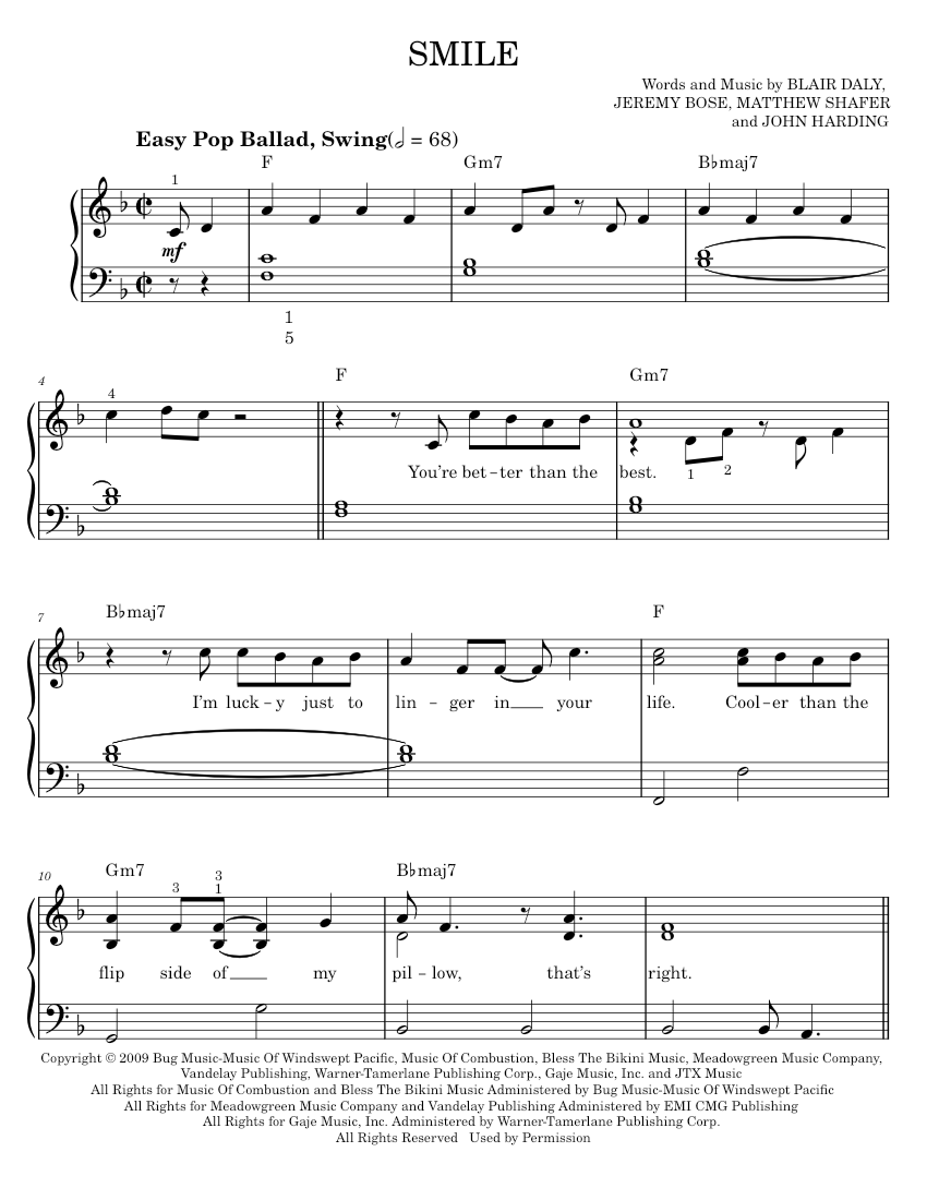 smile Sheet music for Piano by Uncle Kracker Official | MuseScore.com