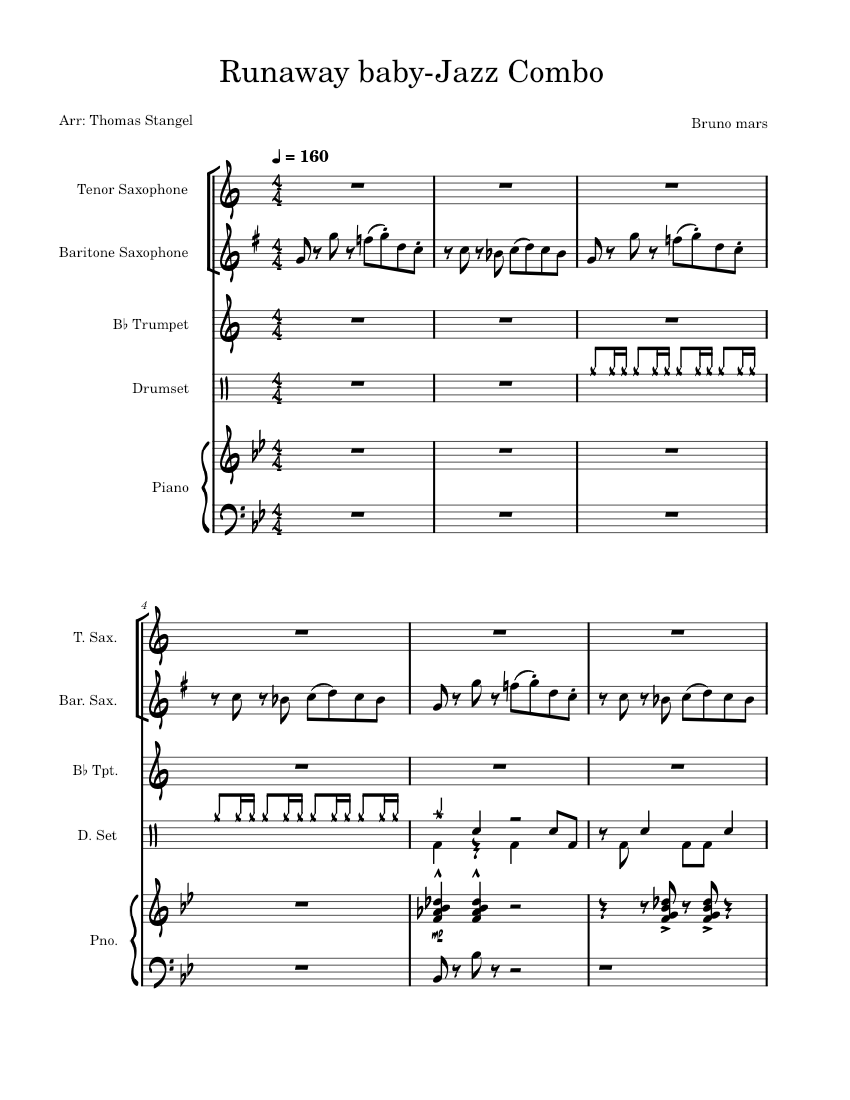 Runaway Baby-Jazz Combo Sheet music for Piano, Saxophone tenor ...