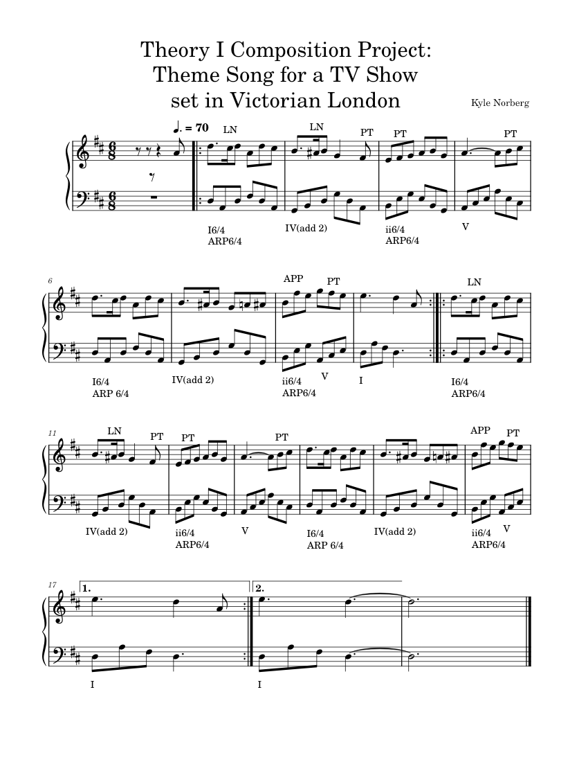 Theory I Composition Project Victorian TV Show Theme Sheet music for ...