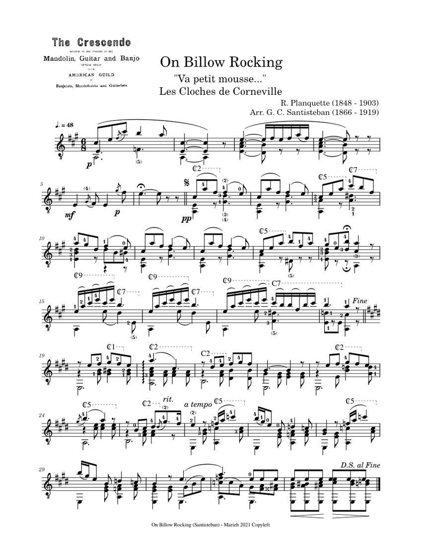 On Billow Rocking – Robert Planquette (1848-1903) Sheet music for ...