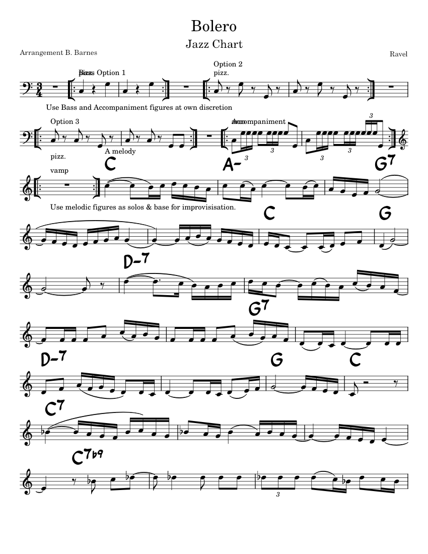 Bolero Jazz Chart Sheet music for Piano (Mixed Ensemble) Easy ...