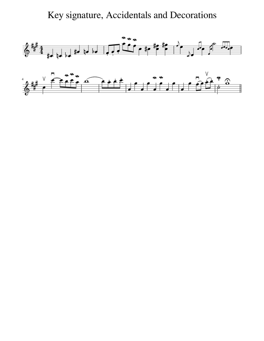 Key signature, Accidentals and Decorations Sheet music for Piano (Solo ...