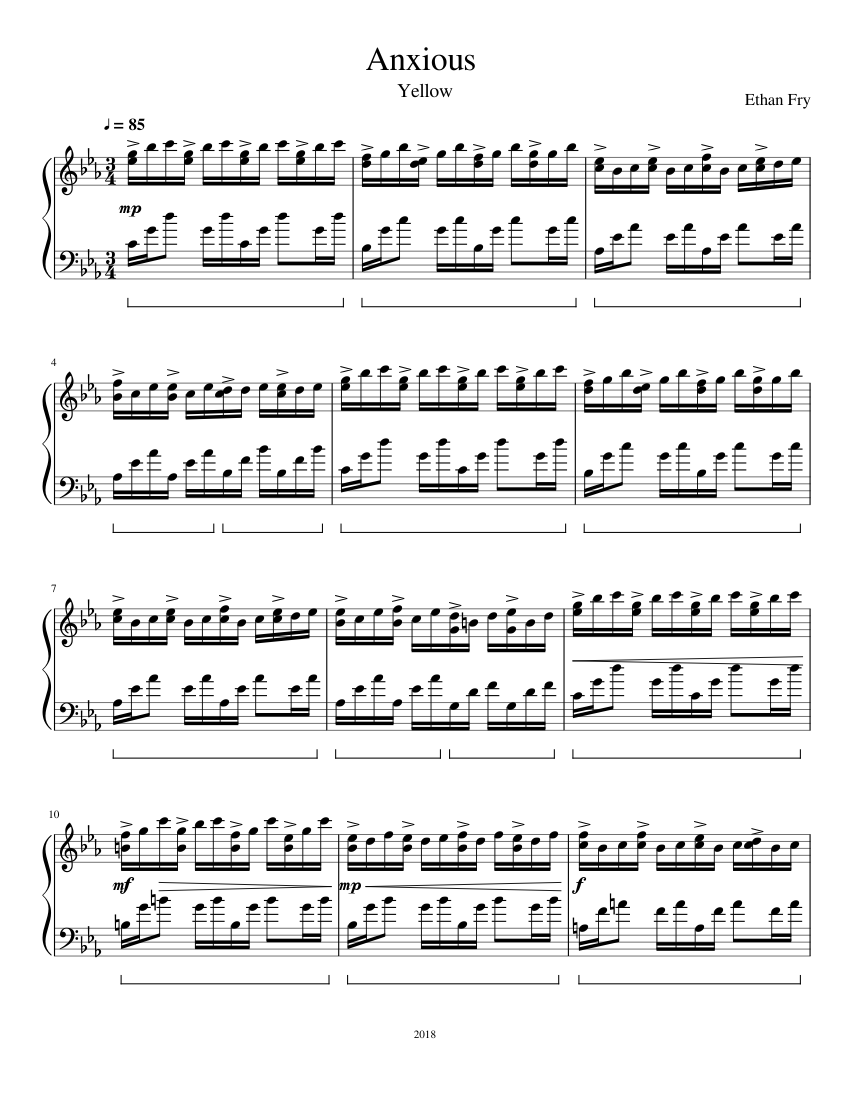 Anxious Sheet music for Piano (Solo) | Musescore.com