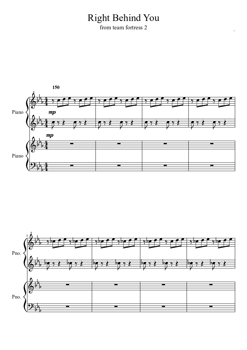 Right Behind You Sheet music for Piano (Piano Duo) | Musescore.com