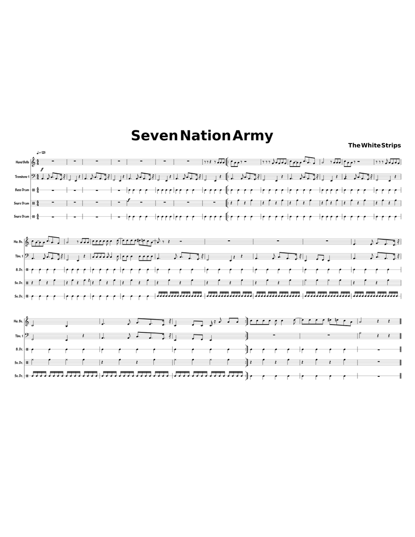 Seven Nation Army Sheet music for Trombone, Snare drum, Bass drum ...