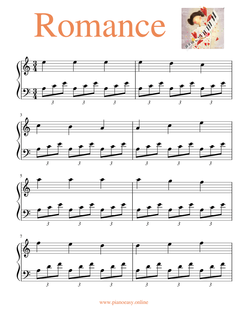 Romance Sheet music for Piano (Solo) Easy | Musescore.com
