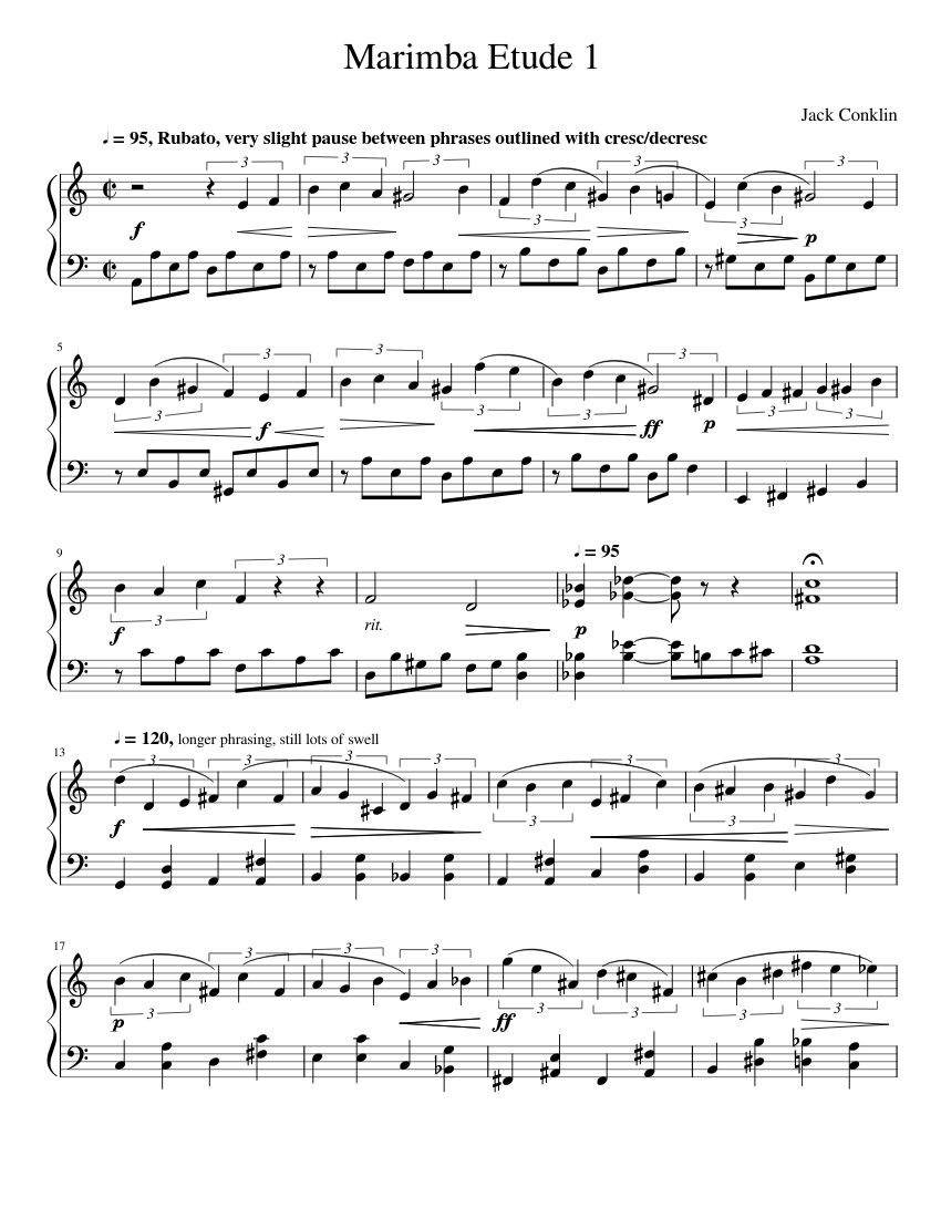 Marimba Etude 1 Sheet music for Marimba (Solo) | Musescore.com