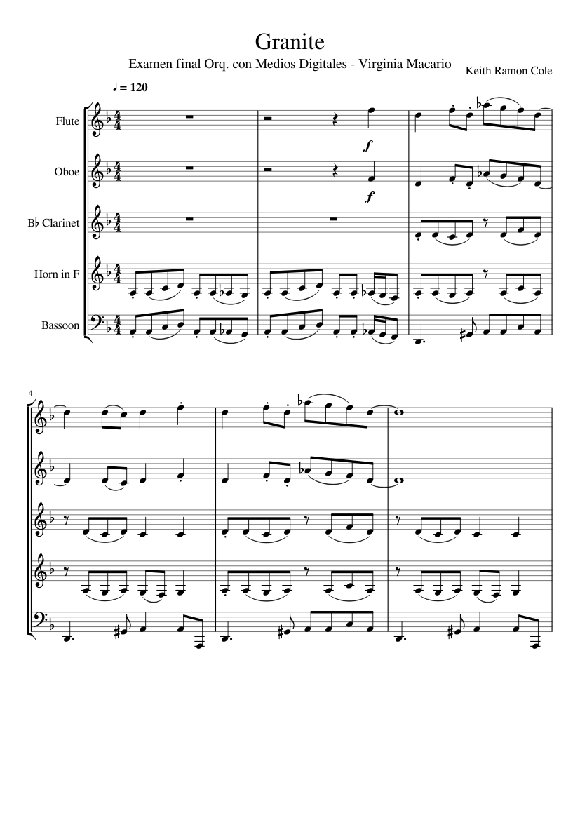 Granite (Keith Ramon Cole) Sheet music for Flute, Oboe, Clarinet in b ...