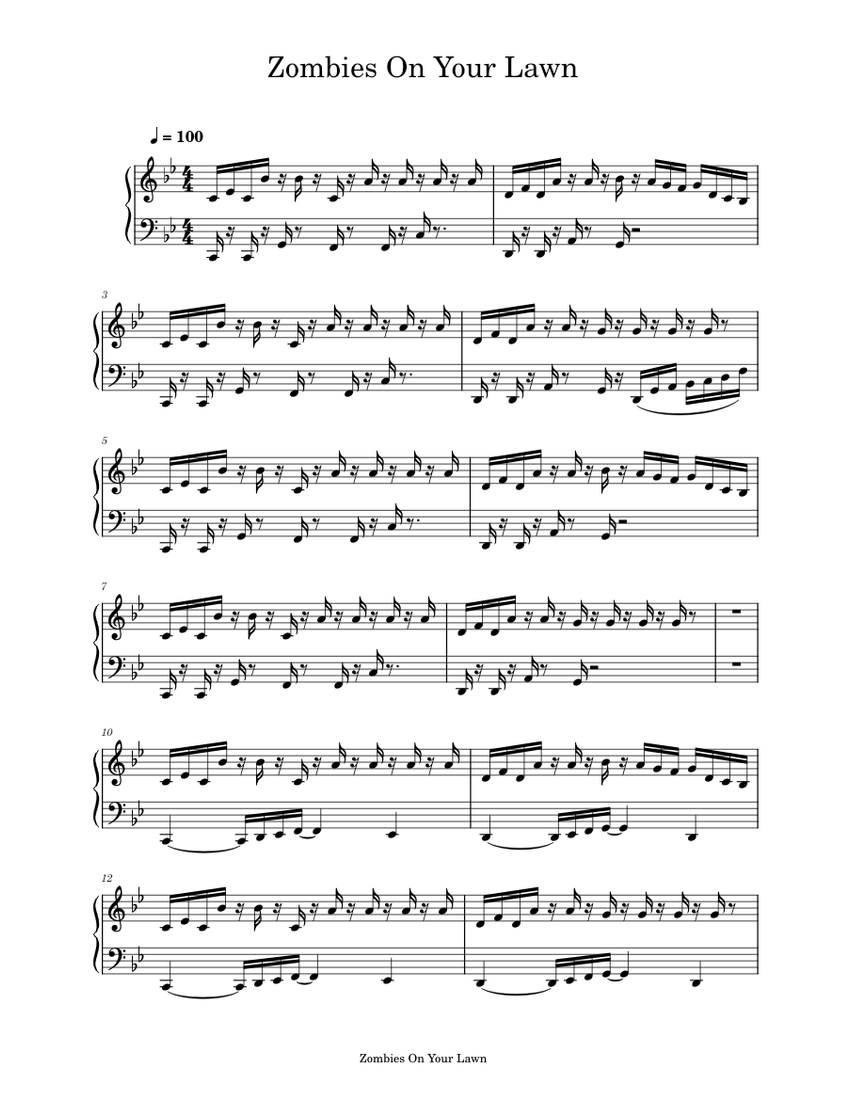 Zombies On Your Lawn Sheet music for Piano (Solo) | Musescore.com