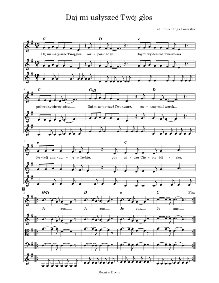 Daj mi usłyszeć Twój głos – Inga Pozorska [Mocni w Duchu] - piano tutorial