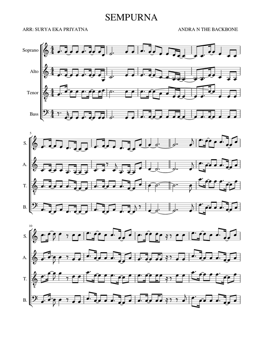 SEMPURNA Sheet music for Soprano, Tenor, Alto, Bass (Choral) | Download ...