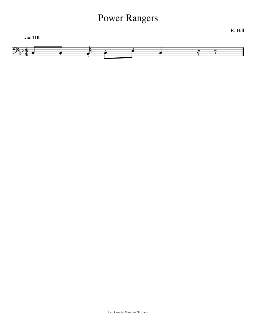 Power Rangers Sousaphone Callout Sheet Music for Brass (other) (Solo ...