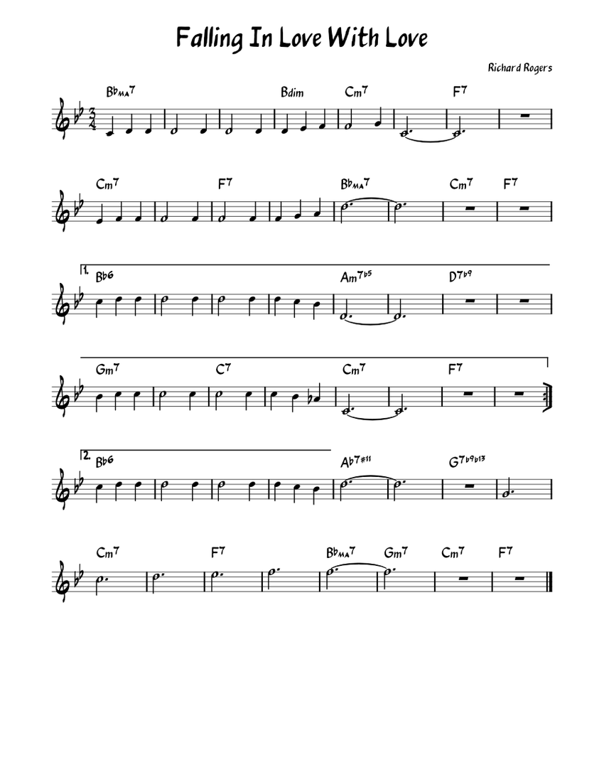 Falling In Love With Love Sheet music for Piano (Solo) Easy | Musescore.com