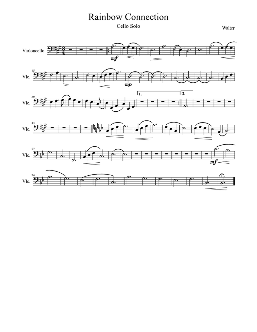 Rainbow Connection Single Cello Sheet music for Cello (Solo ...