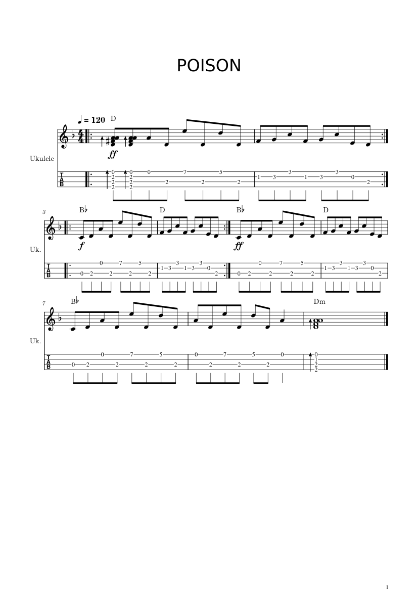 Poison – Alice Cooper Poison Sheet music for Ukulele (String Ensemble ...