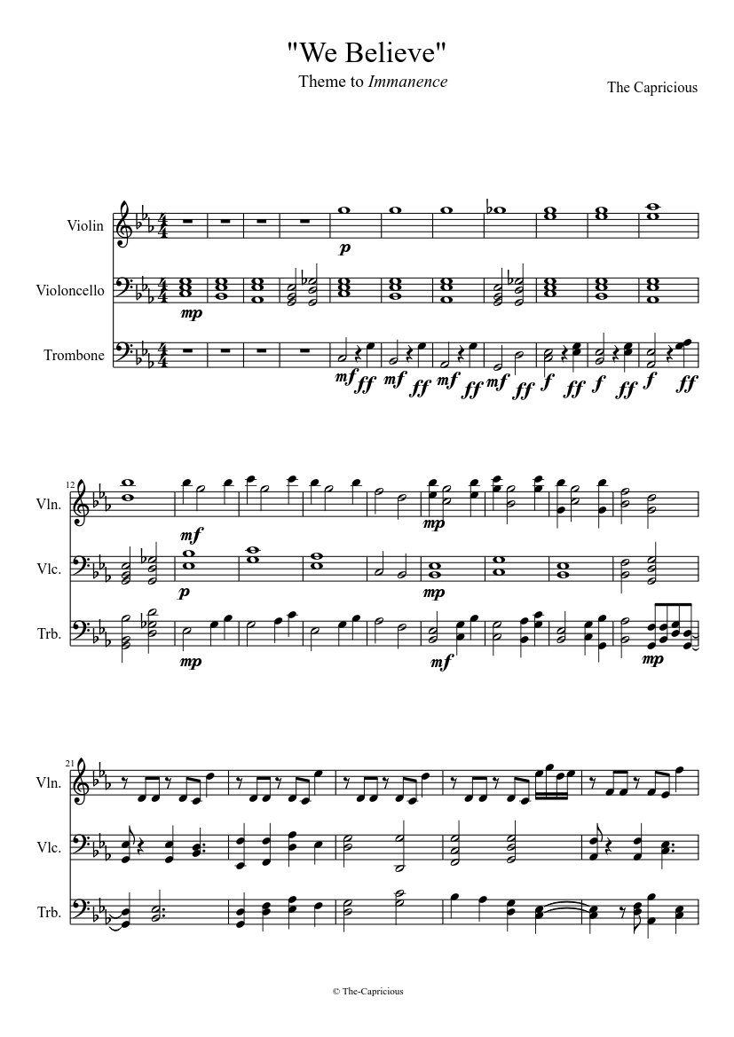 "We Believe" Sheet music for Trombone, Violin (Mixed Duet) | Musescore.com