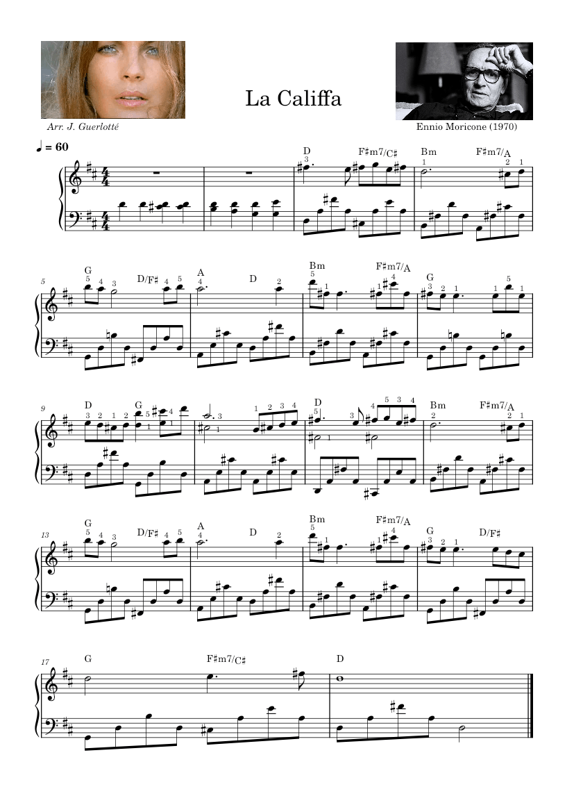 La Califfa Sheet Music with Chords for Piano (Solo) easy | MuseScore.com
