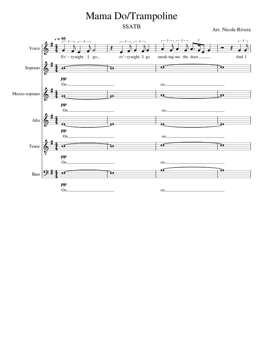 Mama Do Trampoline Sheet music for Soprano, Alto, Tenor, Bass voice ...