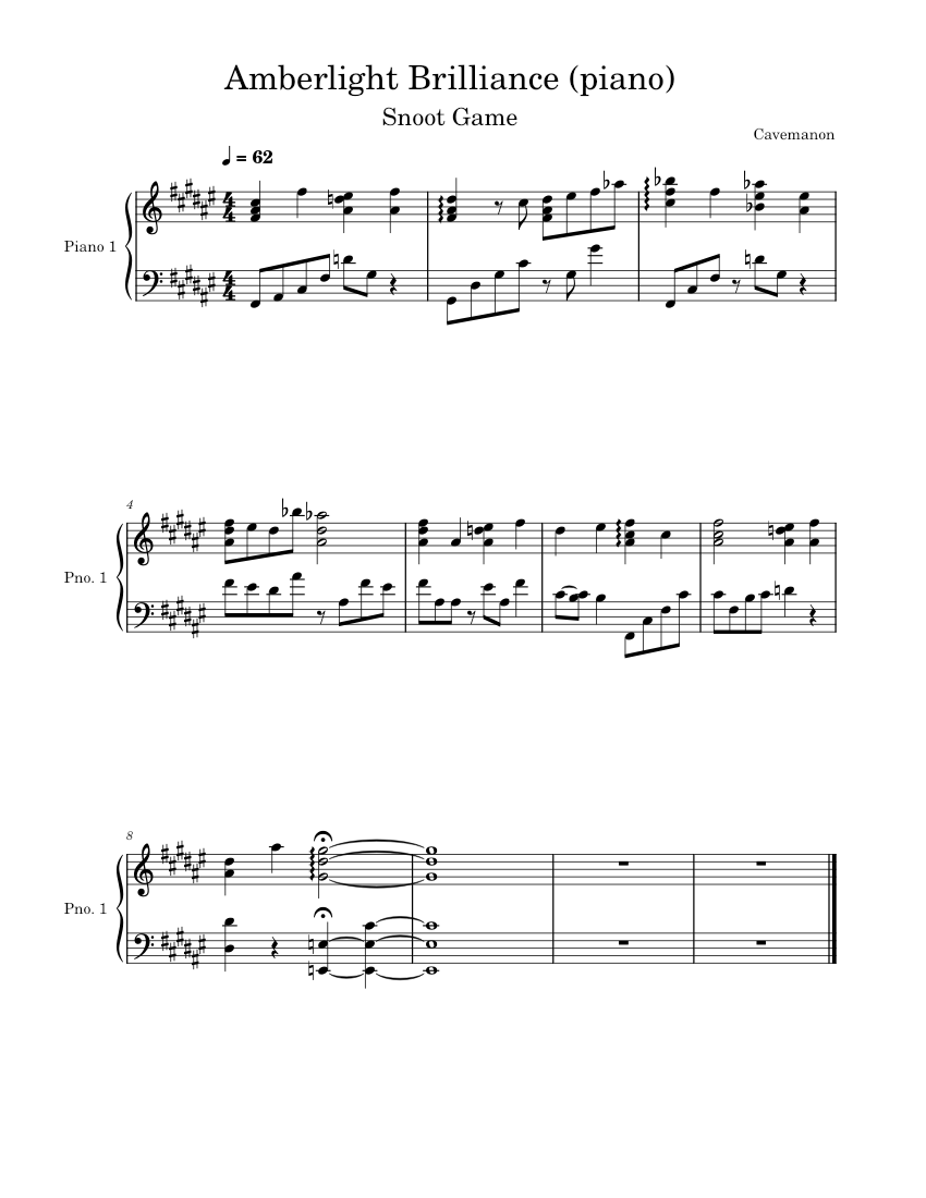 Amberlight Brilliance – Cavemanon Sheet music for Piano (Solo ...