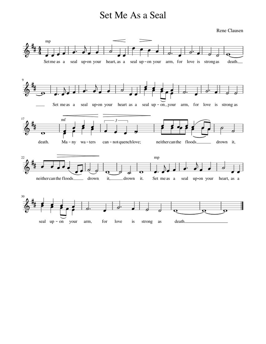 Set Me As a Seal Soprano Sheet music for Piano (Solo) | Musescore.com