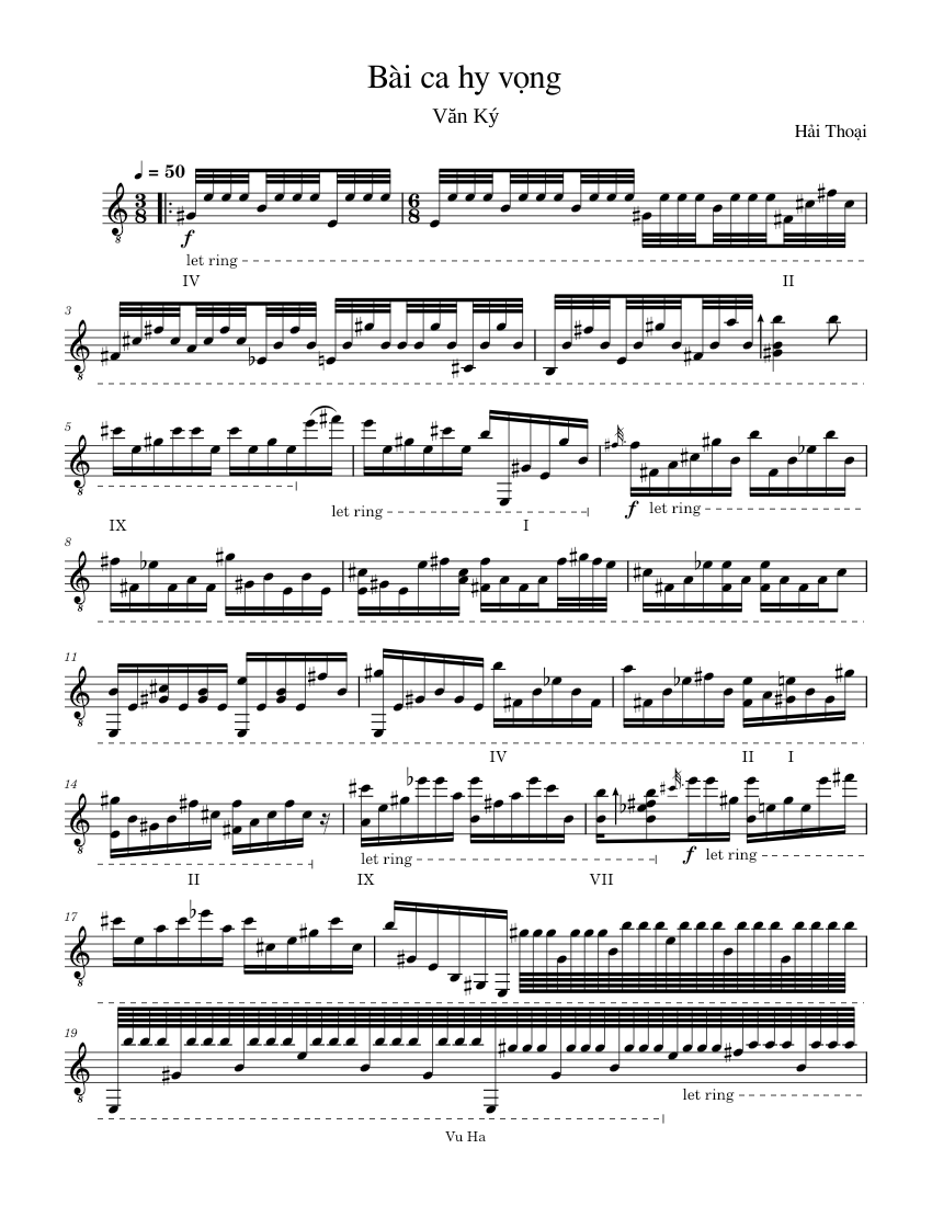 Bài ca hy vọng – Văn Ký Bài ca hy vong Sheet music for Guitar (Solo ...