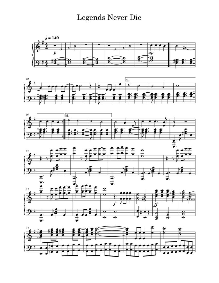 Legends Never Die Sheet music for Piano (Solo) | Musescore.com