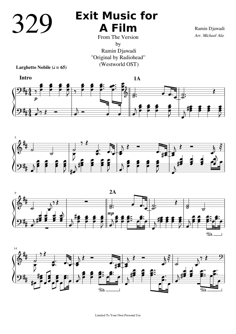 Exit Music For A Film – Ramin Djawadi Sheet Music with Chords for Piano ...
