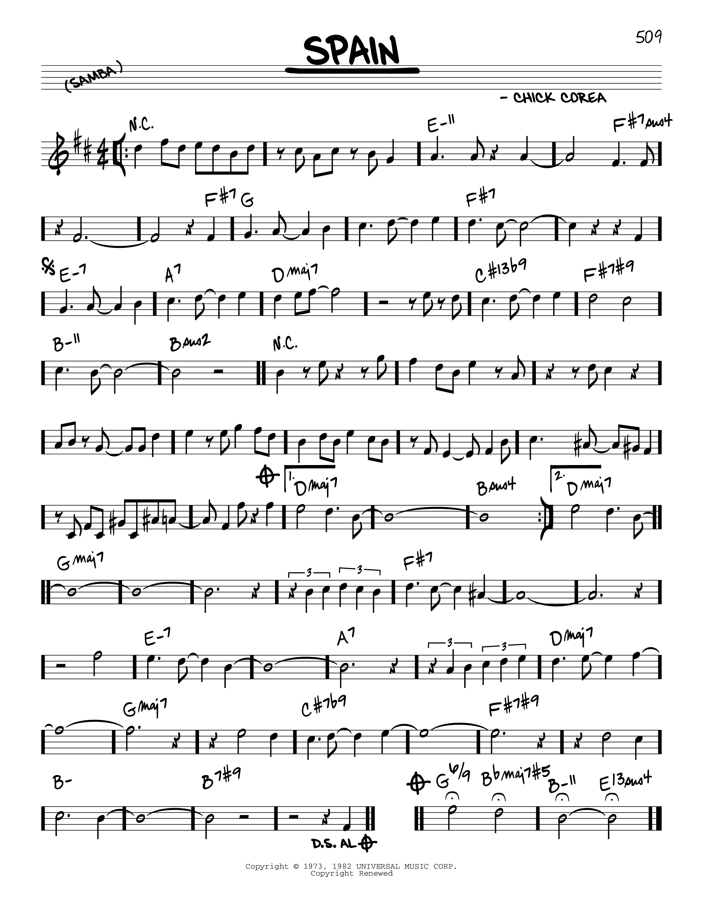 Play Official version of Spain Sheet Music by Chick Corea for Piano ...