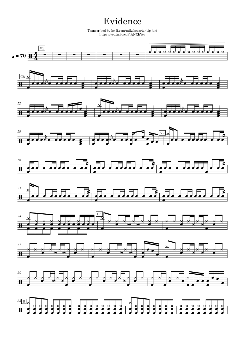 Evidence – Josh Baldwin Sheet music for Drum group (Solo) | Musescore.com