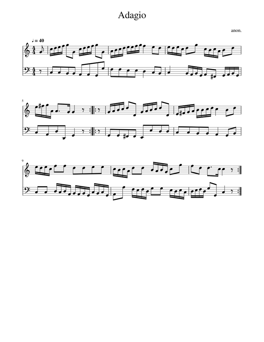 Adagio Sheet music for Piano (Piano Duo) | Musescore.com