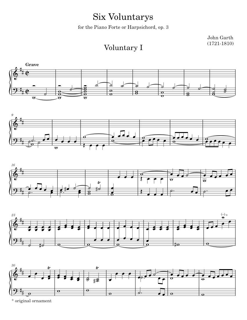 Six Voluntarys - John Garth Sheet music for Piano (Solo) | Musescore.com